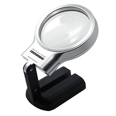 Handheld to Desktop Lighted Magnifier with 2 LED Lights, Multi ...