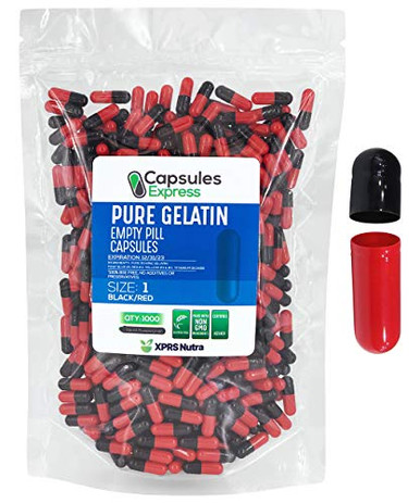 XPRS Nutra Size 1 Empty Capsules - Black and Red Colored Empty Gelatin ...
