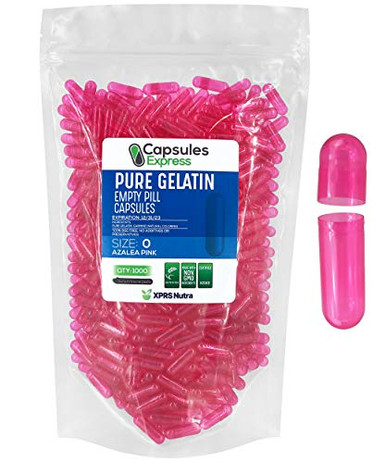 Capsules Express- Size 0 Azalea Pink Clear Empty Gelatin Capsules 1000 ...