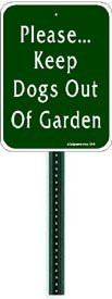 Small Discreet Please Keep Dogs Out of Garden Sign and 1ft Steel Post ...