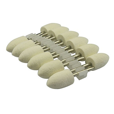 12pcs Polishing Rotary Tool Mandrel Mounted White Conical Felt Bob for ...