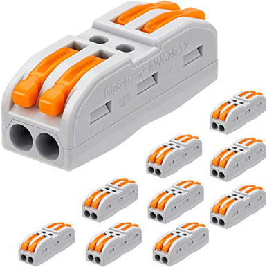 GKEEMARS 10 Pcs Lever Nut Connector 2 Conductor Compact Splicing ...
