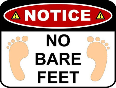 PCSCP NOTICE NO BARE FEET 11 inch by 9.5 inch Laminated Funny Sign ...