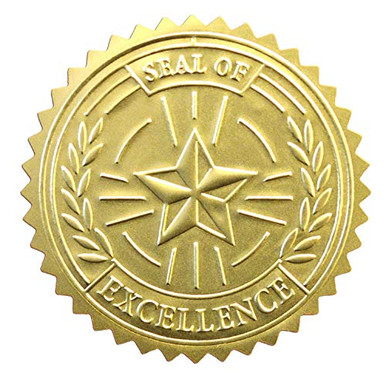 Embossed Gold Foil Certificate Seals Seal of Excellence 100 Count ...