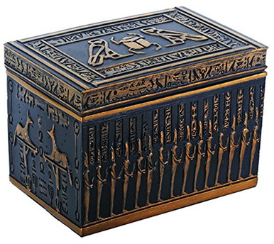 Egyptian Themed Hieroglyphs Deities and Gods Black and Gold Jewelry Box ...