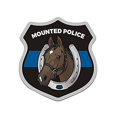 Mounted Police Patrol Bay Horse Thin Blue Line Officer 4 inch Gloss ...
