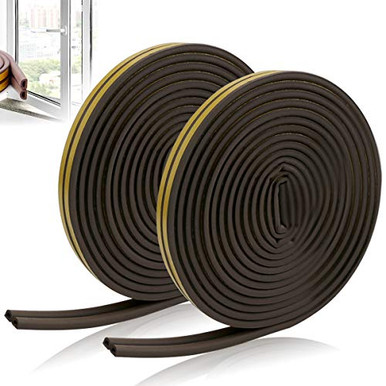MotBach 66 Feet Brown Weather Stripping Self-adhisive Foam Weather Stip ...