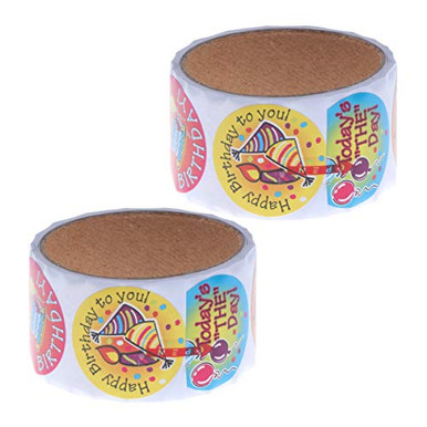 STOBOK Colorful Birthday Stickers Paper Bag Seal Sticker for Kids ...