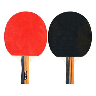 TreeLeaff Table Tennis Racket 2-Player Set 5-Layer Solid Wood Red and ...