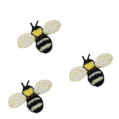 `-Set of 3- Mini Small - Bee - Yellow Black - Iron on Applique ...