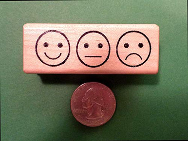 3 Smileys in a Row Wood Mounted Teacher s Stamp - Warehousesoverstock