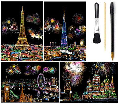 Wbeng Scratch and Sketch Art for Kids and Adults Rainbow Painting Night ...