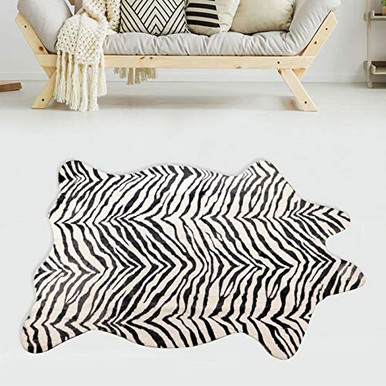 Zebra Print Rug Faux Cowhide Area Carpet Animal Print Mat for Living ...