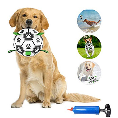 FLYHANA Dog Soccer Ball with Grab Tabs Interactive Dog Toys Durable Tug ...