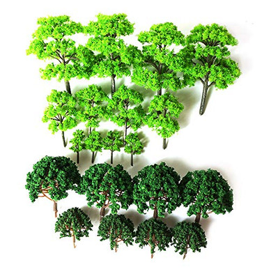 Leeofty 20pcs Mini Model Trees of Different Sizes Artificial Mixed ...