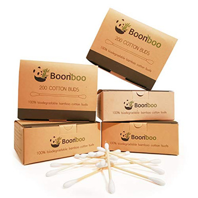 Boonboo 1000 Cotton Swabs - 5 Boxes Of 200 Bamboo Cotton Buds ...
