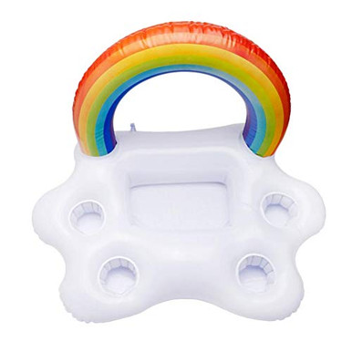 LIOOBO Rainbow Cloud Cup Holder Inflatable Pool Float Summer Party Bucket Rainbow for Beach Swim ...