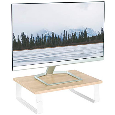 VIVO 15 inch Monitor Riser Wood and Steel Desktop Stand Ergonomic Desk ...