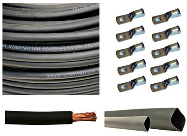 WNI 8 AWG 8 Gauge 10 Feet Black Battery Welding Pure Copper Ultra ...