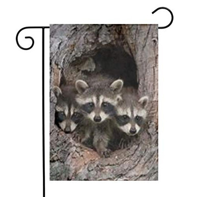Outdoor Garden Cute Raccoons Flag 12 X 18 Inch Farmhouse Burlap Yard ...