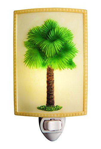 Ibis and Orchid Design Elegant Fan Palm Tree Night Light Coastal Beauty ...