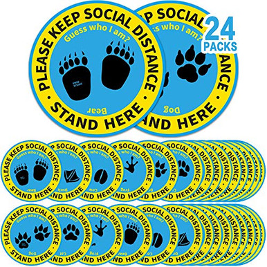 24 Pack 8 inch Social Distancing Floor Stickers Keep 6 Feet Distance ...