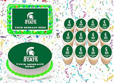 Michigan State Spartans Cake Topper Edible Image Personalized Cupcakes ...