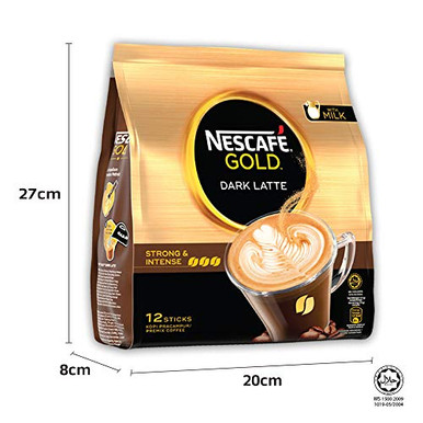 Nescafe Gold Dark Latte - Instant Premix Coffee - 12 Sticks x 31g -Dark ...