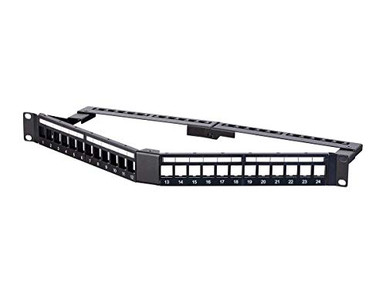 Monoprice Blank Keystone Utp Patch Panel - 24 port Networking 1U Angled ...