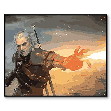 1qaz2wsx3edc The Witcher Oil Painting by Numbers Poster Geralt of Rivia ...