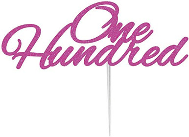 100th Birthday Cake Topper Decoration with Curly Written One Hundred ...
