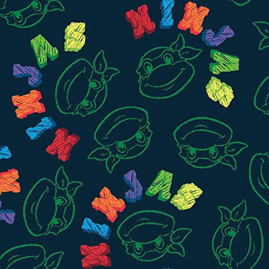 Nickelodeon Teenage Mutant Ninja Turtles Fabric TMNT Fabric Sketch Toss ...