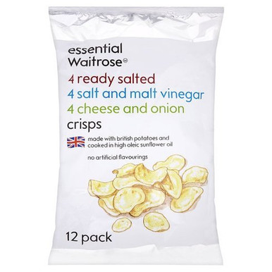 WAITROSE BRITISH CRISPS CHIPS VARIETY PACK 12 BAGS - Warehousesoverstock