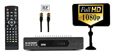 Digital DTV Converter Box + Flat Indoor Antenna for Viewing & Recording ...