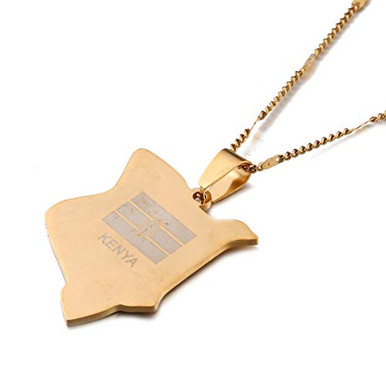 Stainless Steel Kenya Map Pendant Necklaces Jewellery Gold Color Africa ...