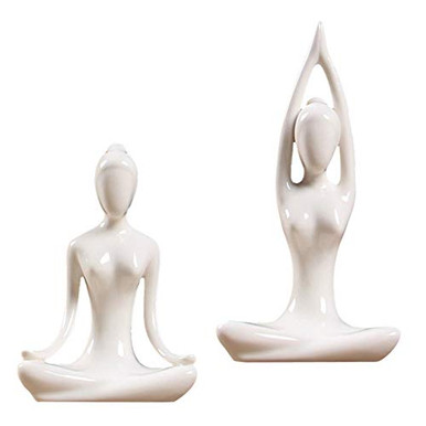 homozy 2X Meditation Yoga Pose Statue Figurine Ceramic Yoga Figure ...