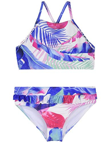 Cadocado Girls Flounce Bikini Two Piece Ruffled Beach Sport High Neck ...