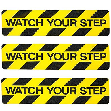 3 Pack Watch Your Step Non-Slip Stair Warning Sticker Treads Adhesive ...