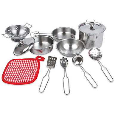 Little Chef Play Kitchen Utensils - Stainless Steel Cookware Set for ...