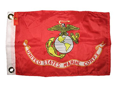 `-Licensed- 12x18 Red USMC Marine Corps Globe Eagle Anchor Boat Flag ...
