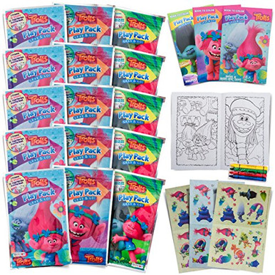 Set of 15 Trolls Play Packs Fun Party Favors Coloring Book Crayons ...