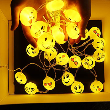 Supergift Emoji LED String Lights, 20 LED Cute Outdoor String Lights ...