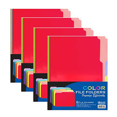 BAZIC 1 3 Cut Letter Size Manila File Assorted Color Folder Tabs Left ...
