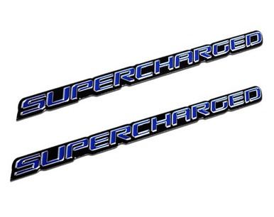 ERPART Blue Supercharge Supercharged Aluminum Emblems Compatible with ...