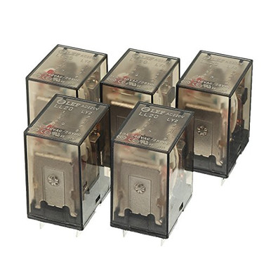 uxcell 5Pcs AC 220V Coil DPDT 2NO 2NC 8P Power Electromagnetic Relay DIN Rail PCB Mounted 10A ...