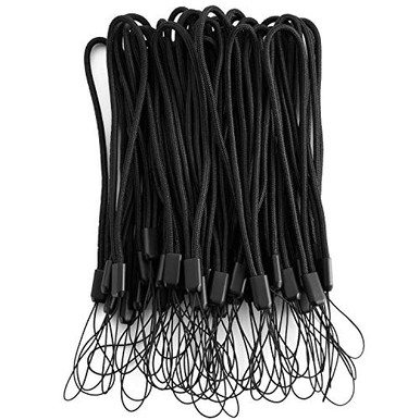AMUU 50 Pack Short Black Hand Wrist Lightweight Lanyard Strap String ...