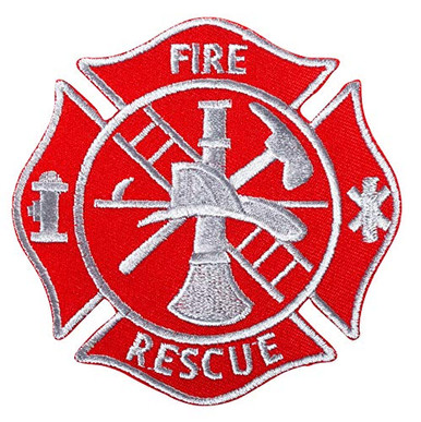 Red Fire Department 3.5 inch Patch Featuring Ladder Axe Fire Hydrant ...