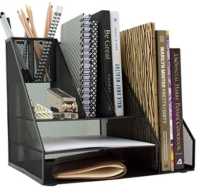 Blu Monaco Black Wire Mesh Desk Organizer - Vertical File Organizer ...