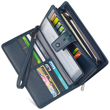 Women s Big Fat Rfid Leather Wristlet Wallet Organizer Large Phone ...