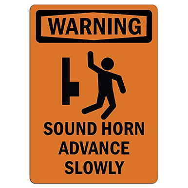 Warning Sign - Sound Horn Advance Slowly with Symbol- Label Decal ...